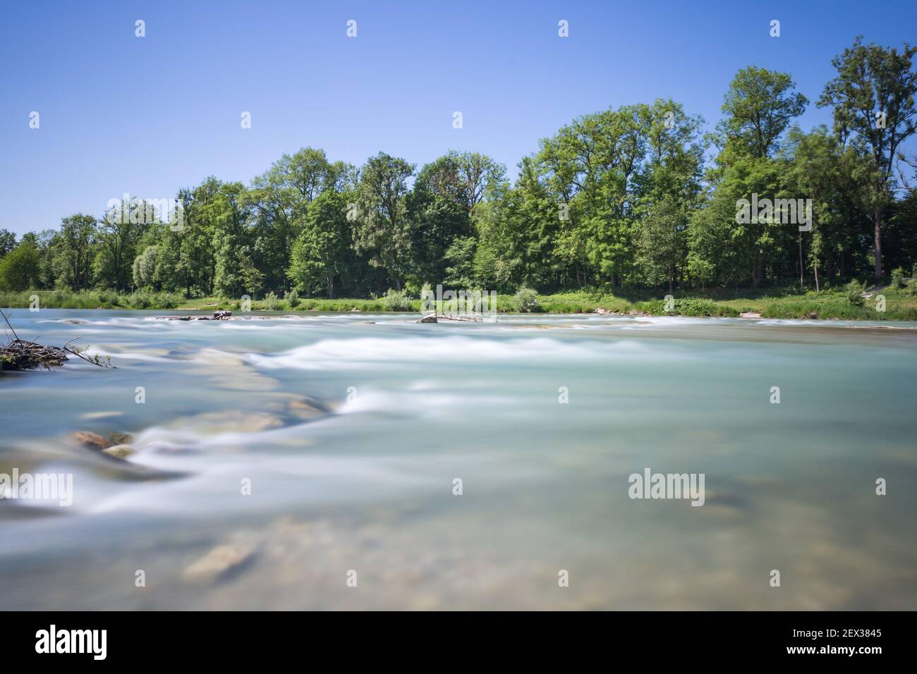 Longtime Exposure of River with River Steps and River Bank in Munich ...
