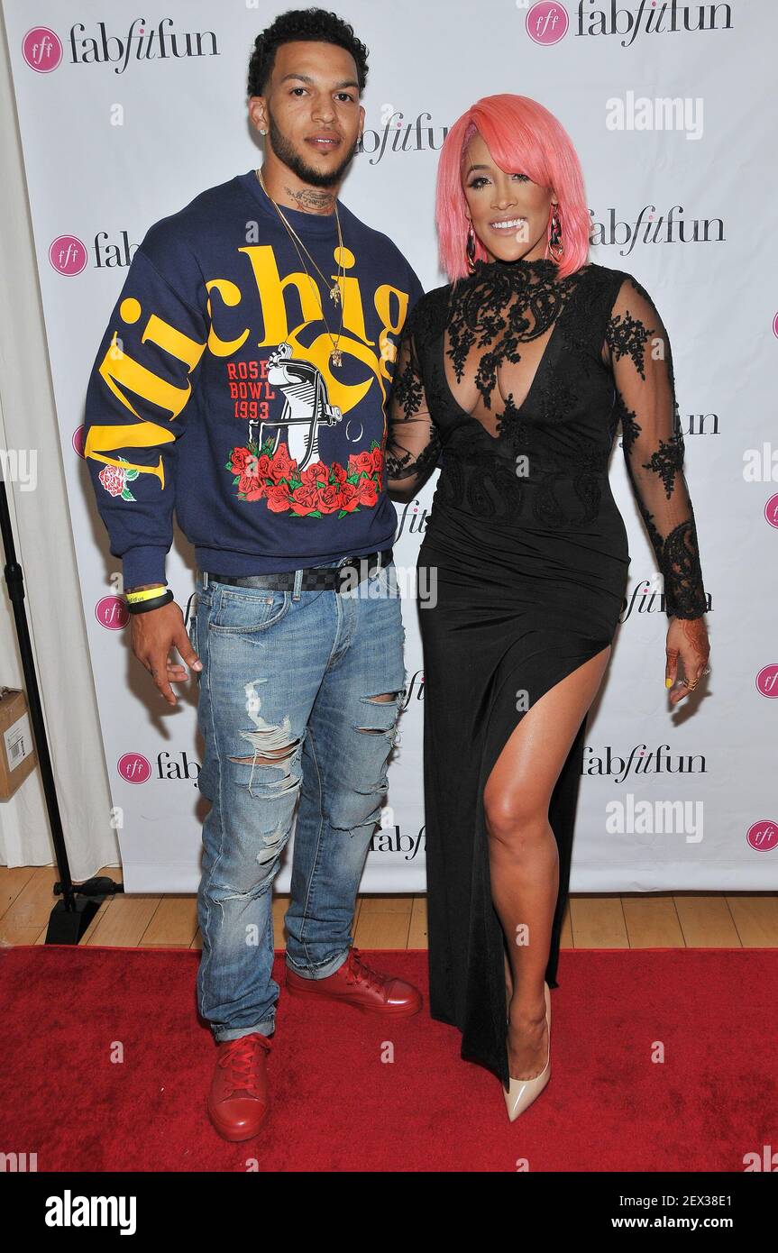 (L-R) Jacob Payne and Natalie Nunn arrives at the FabFitFun Spring ...