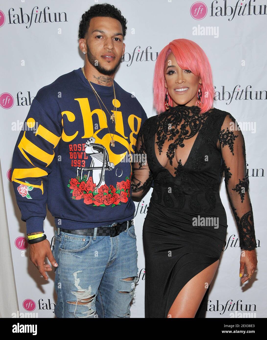(L-R) Jacob Payne and Natalie Nunn arrives at the FabFitFun Spring ...