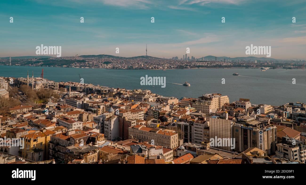 Istanbul, Turkey - February 2, 2021 - beautiful panoramic aerial view ...