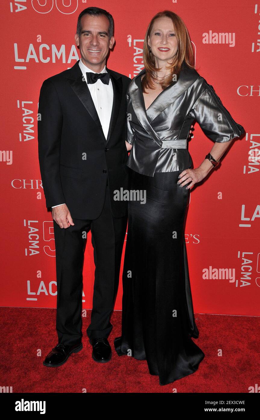 (L-R) Eric Garcetti and Amy Wakeland arrives at LACMA's 50th ...