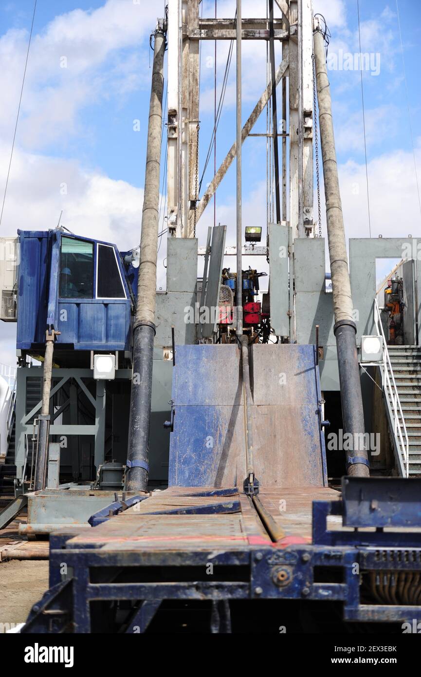 The Ensign 136 drilling rig on the Jonah Field, in Sublette County, Wyo ...