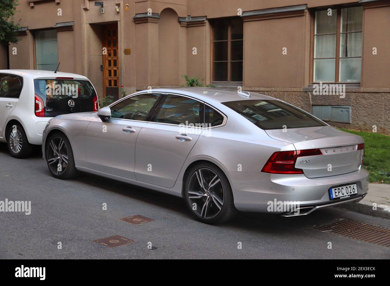STOCKHOLM, SWEDEN - AUGUST 23, 2018: Silver executive luxury sedan ...