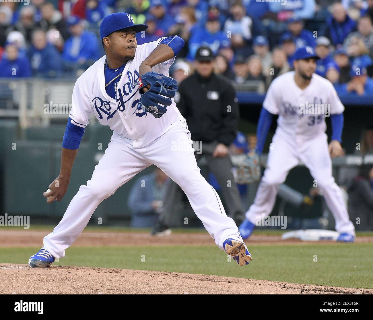 Kansas City Royals starting pitcher Edinson Volquez (36) throws during ...