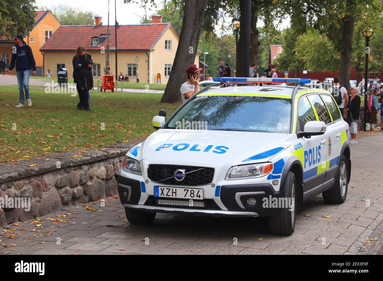 LINKOPING, SWEDEN - AUGUST 25, 2018: Swedish Police Volvo car in ...