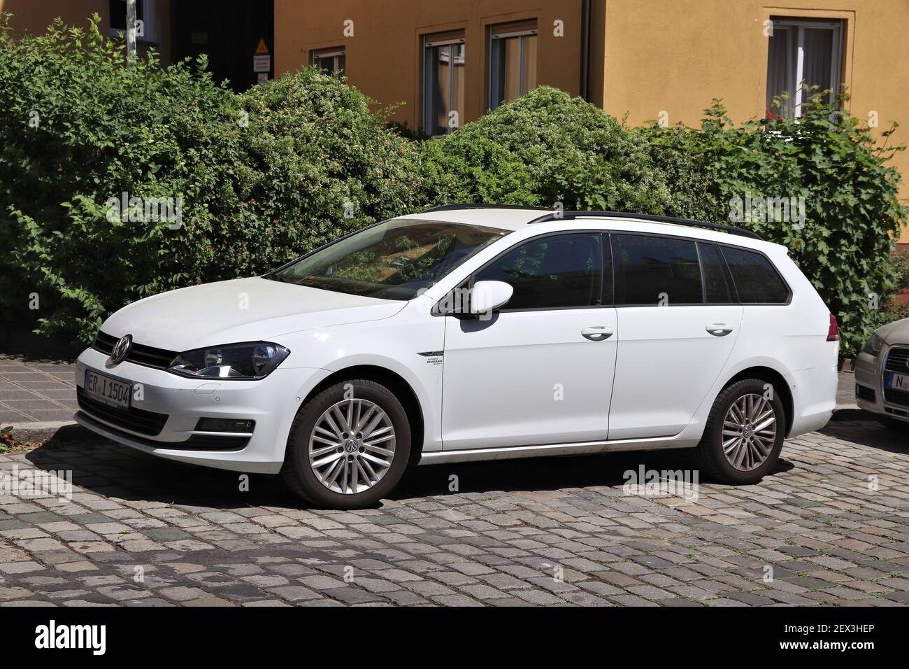 NUREMBERG, GERMANY - MAY 7, 2018: Volkswagen Golf Variant station wagon ...