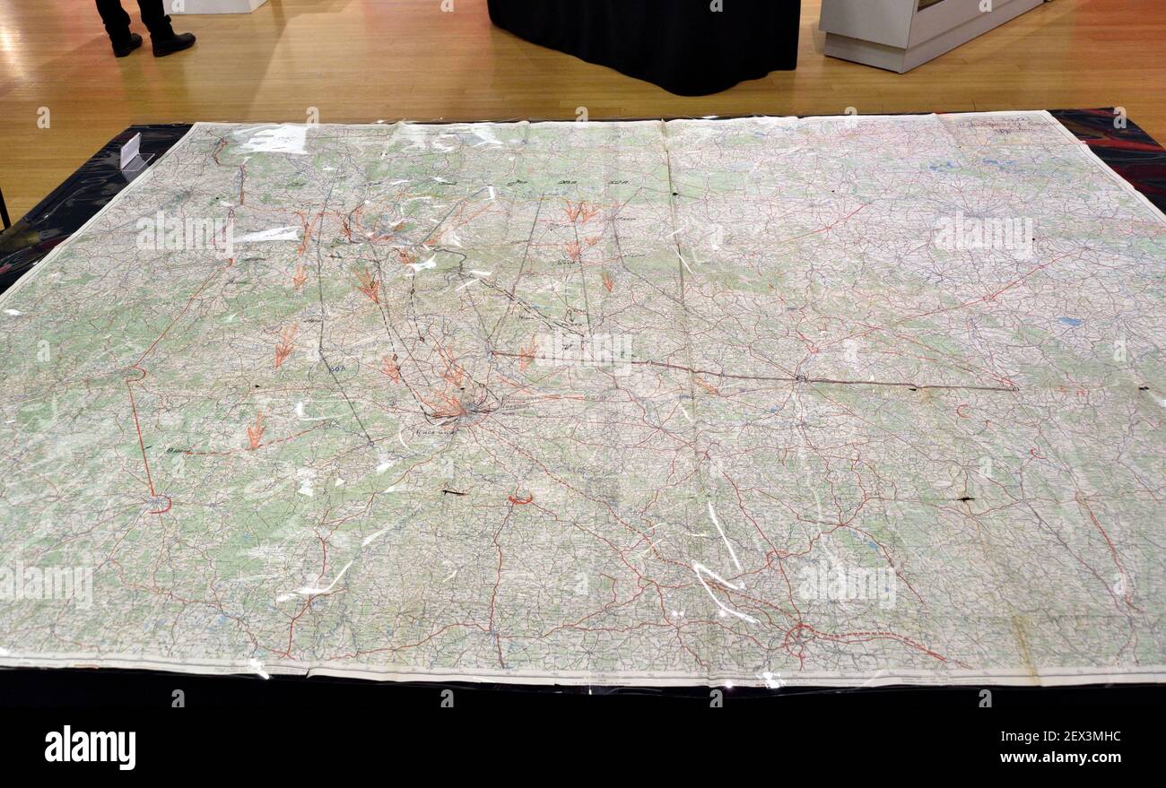 A Soviet strategic map of the Leipzig-Dresden area in 1945, on display ...