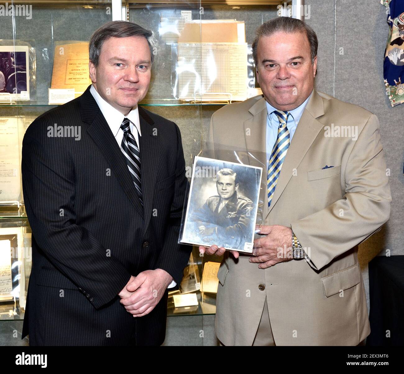 L-R: Steven Lewis and John Lewis, sons of MAJ Robert Lewis, co-pilot of ...