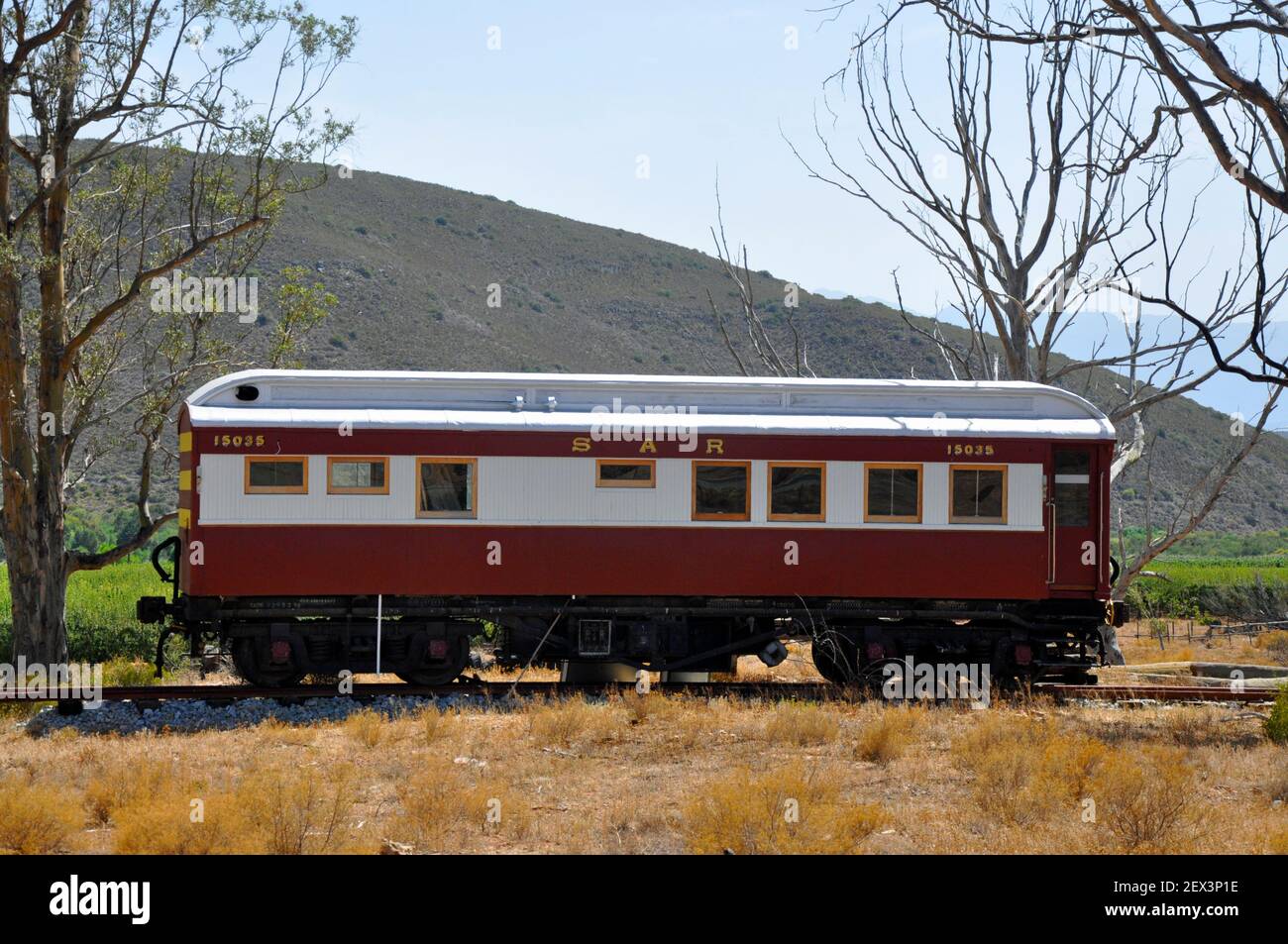 An old South African train carriage on sidings near McGregor, Western ...
