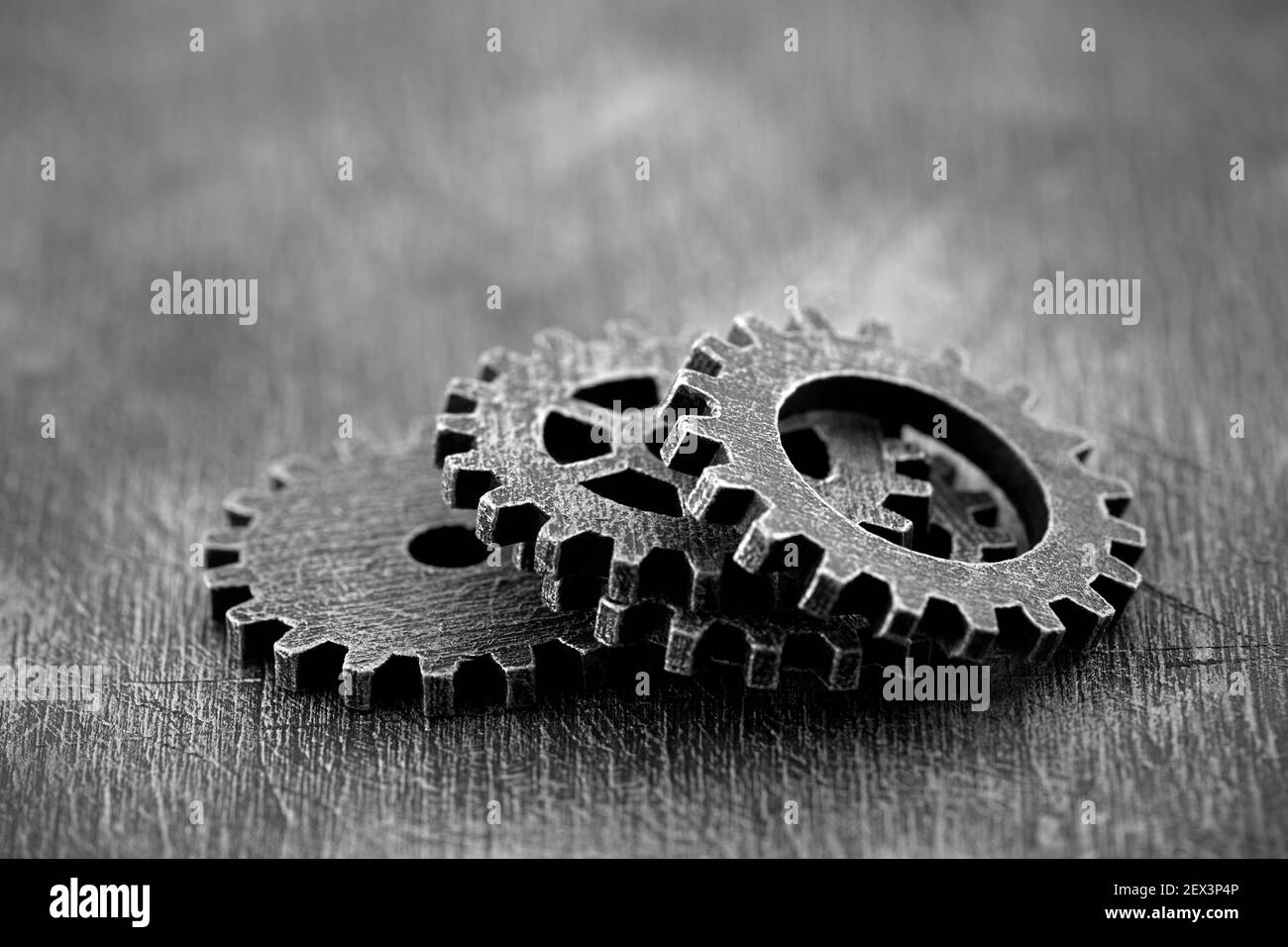 Group of old gears and cogs macro shot, industrial background Stock ...