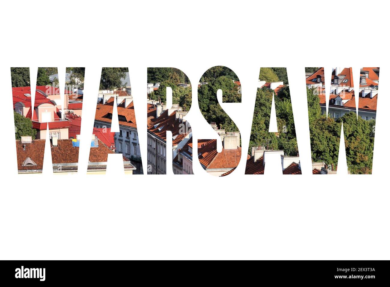 Warsaw, Poland - city name sign with photo in background. Isolated on ...