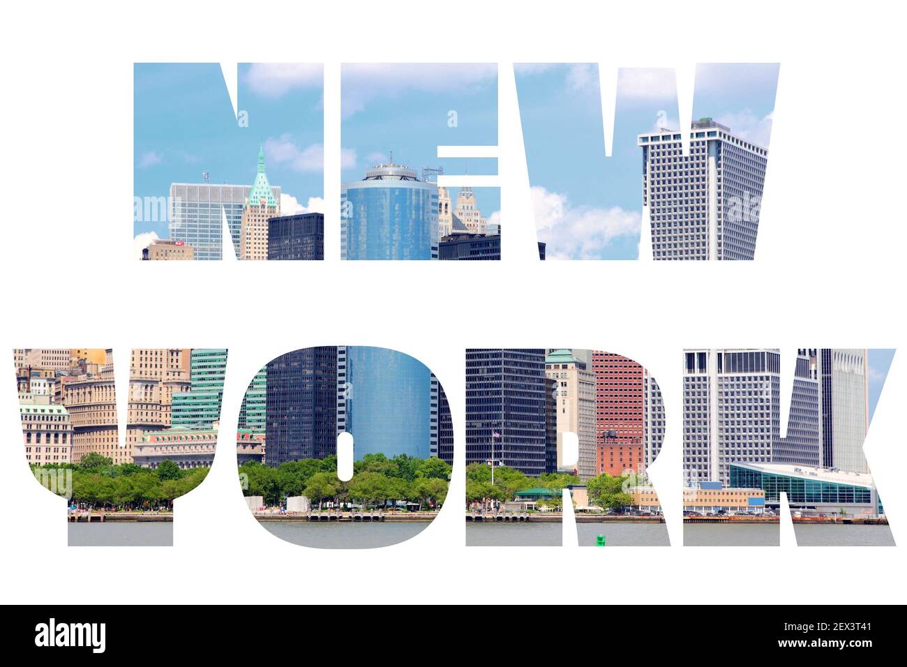 New York city name - USA travel destination sign on white background ...