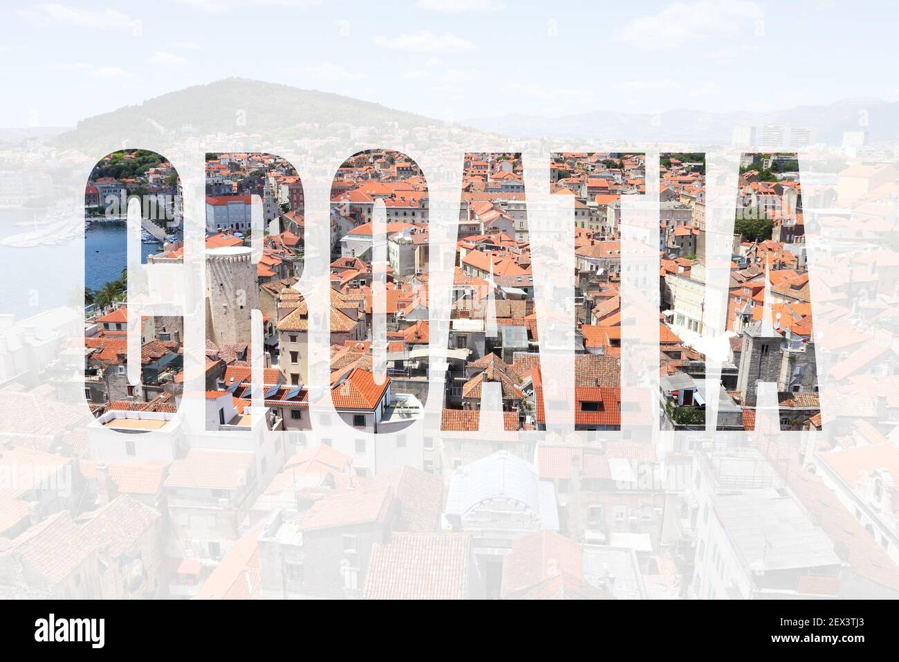 Croatia word postcard. Text sign with country name of Croatia Stock ...