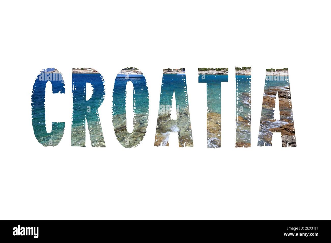 Croatia word. Text sign with country name of Croatia Stock Photo - Alamy