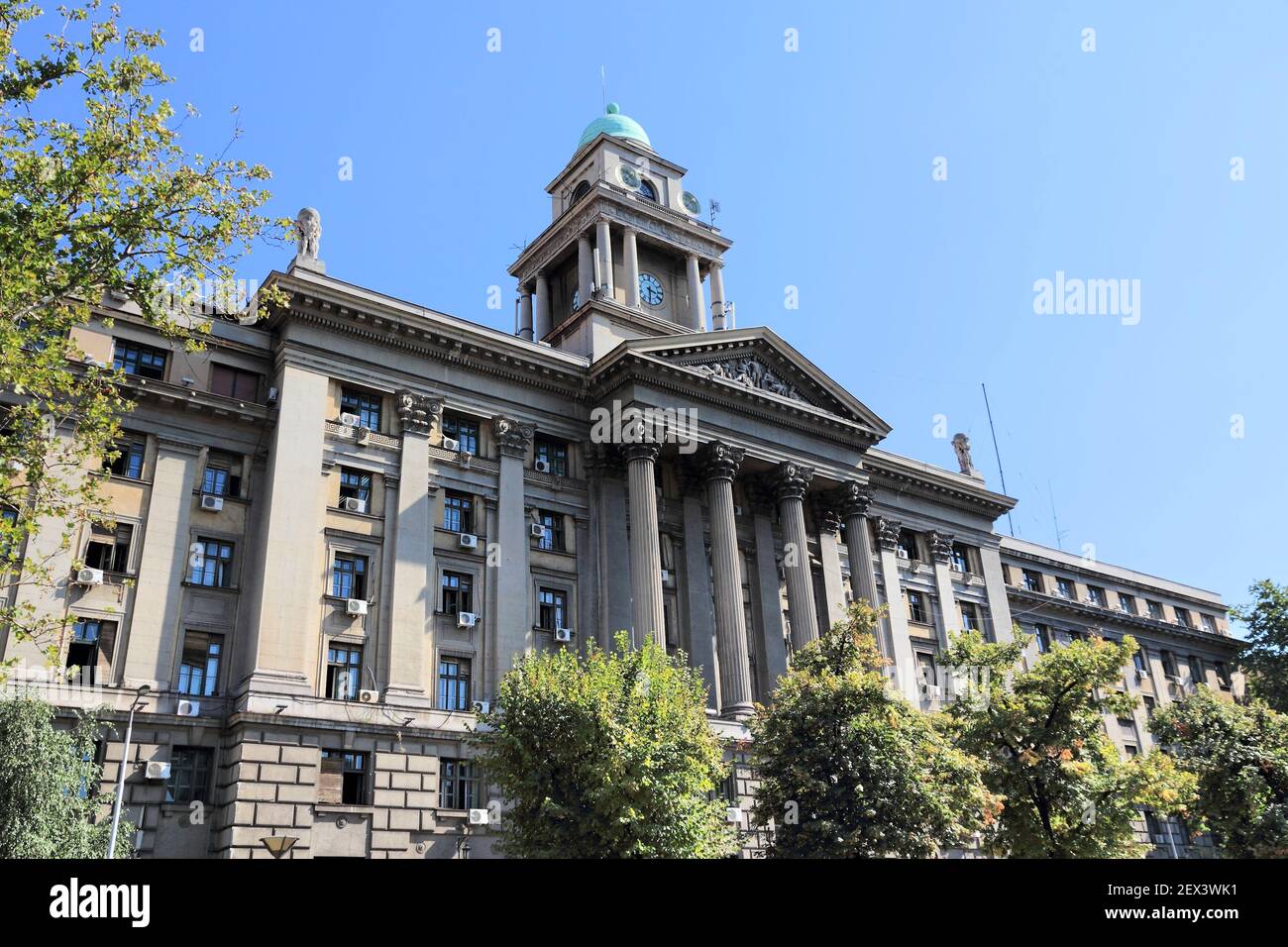 Belgrade Railway Museum seen from public park - landmark in Serbia ...