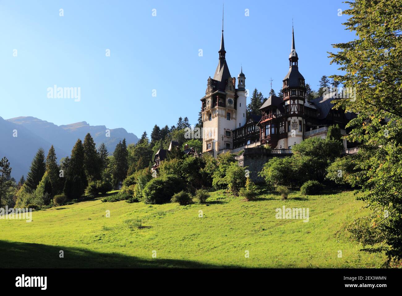 Romania landmark - Peles Castle. Renaissance revival style architecture ...