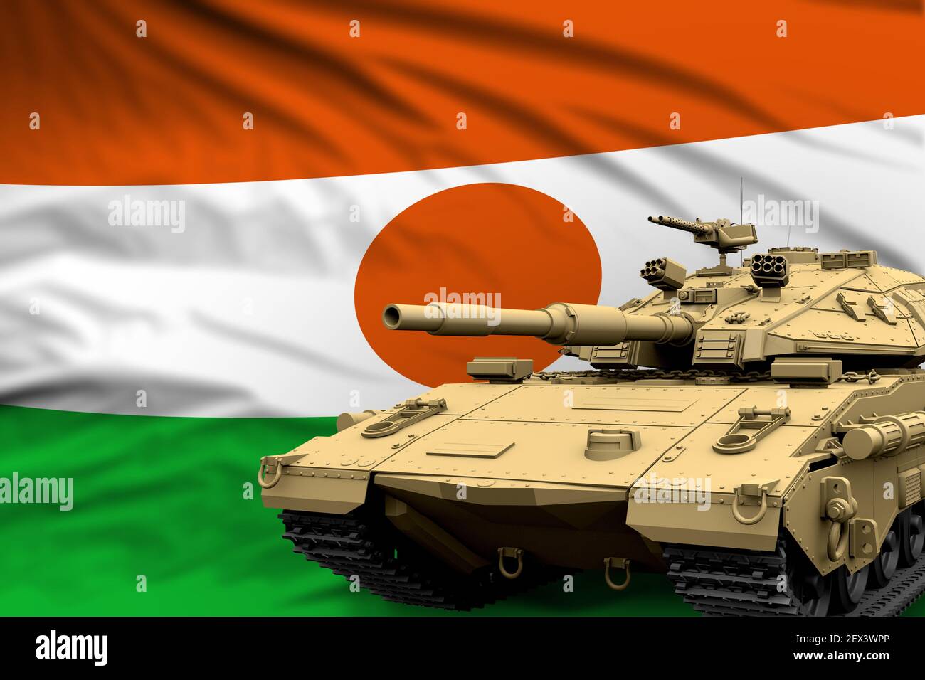 Heavy tank with fictional design on Niger flag background - modern tank ...