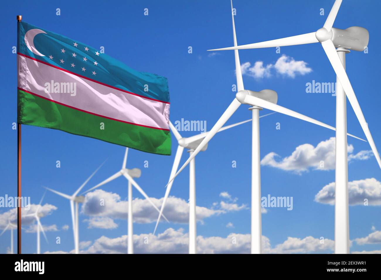 Uzbekistan alternative energy, wind energy industrial concept with ...