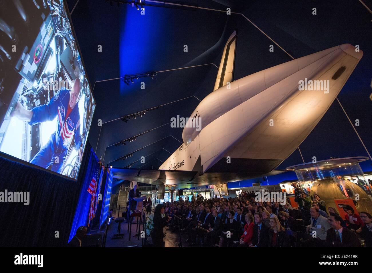 NASA astronaut Scott Kelly delivers remarks from onboard the ...