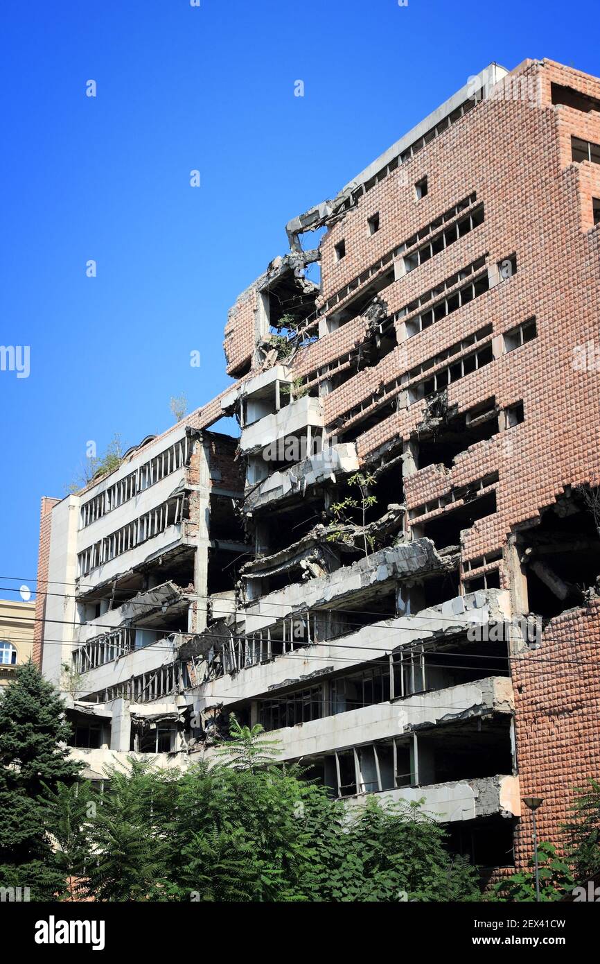 x«BELGRADE, SERBIA - AUGUST 15, 2012: War destruction in Belgrade ...