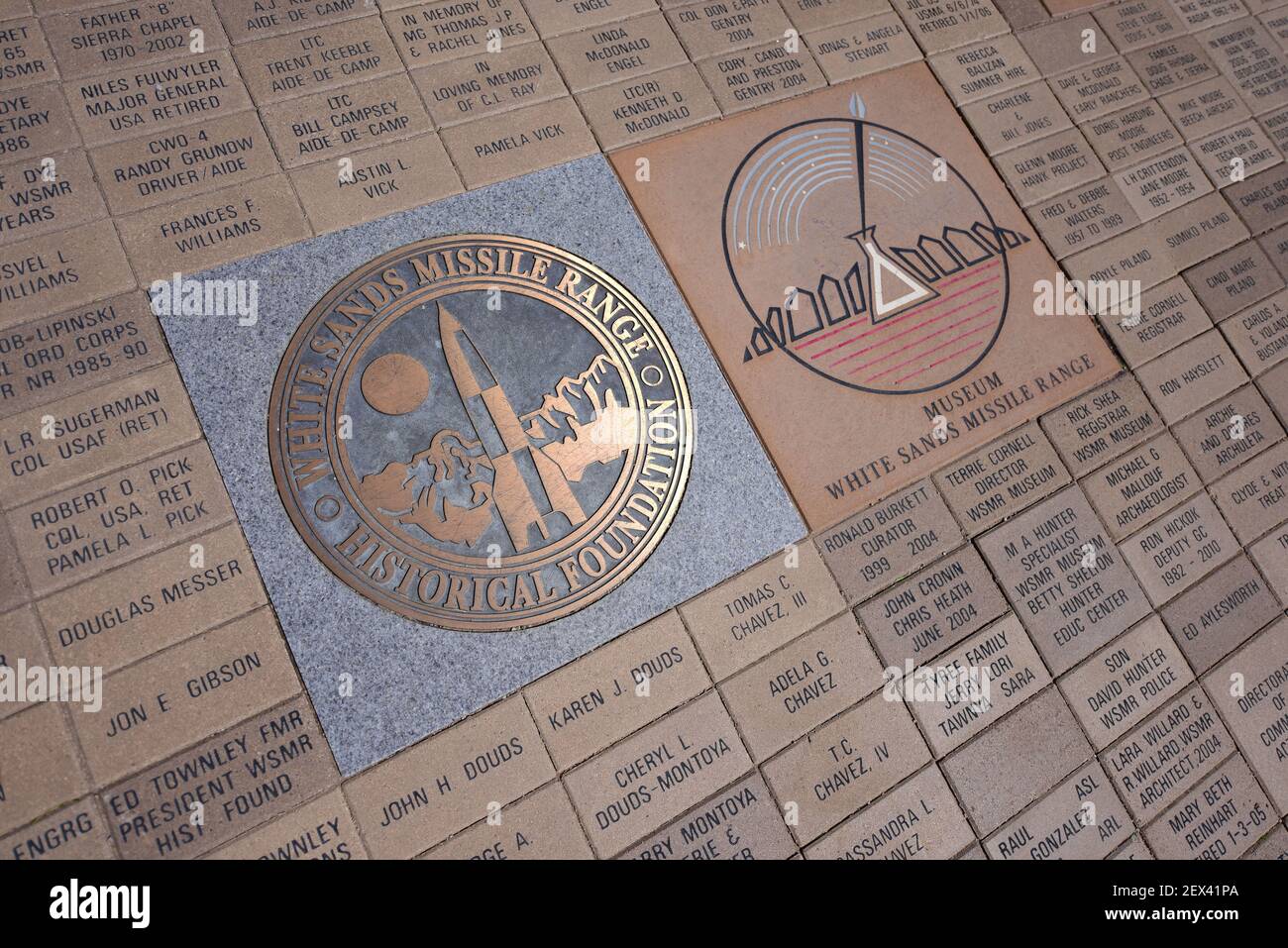 Tribute bricks pictured at the missile park outside the White Sands ...