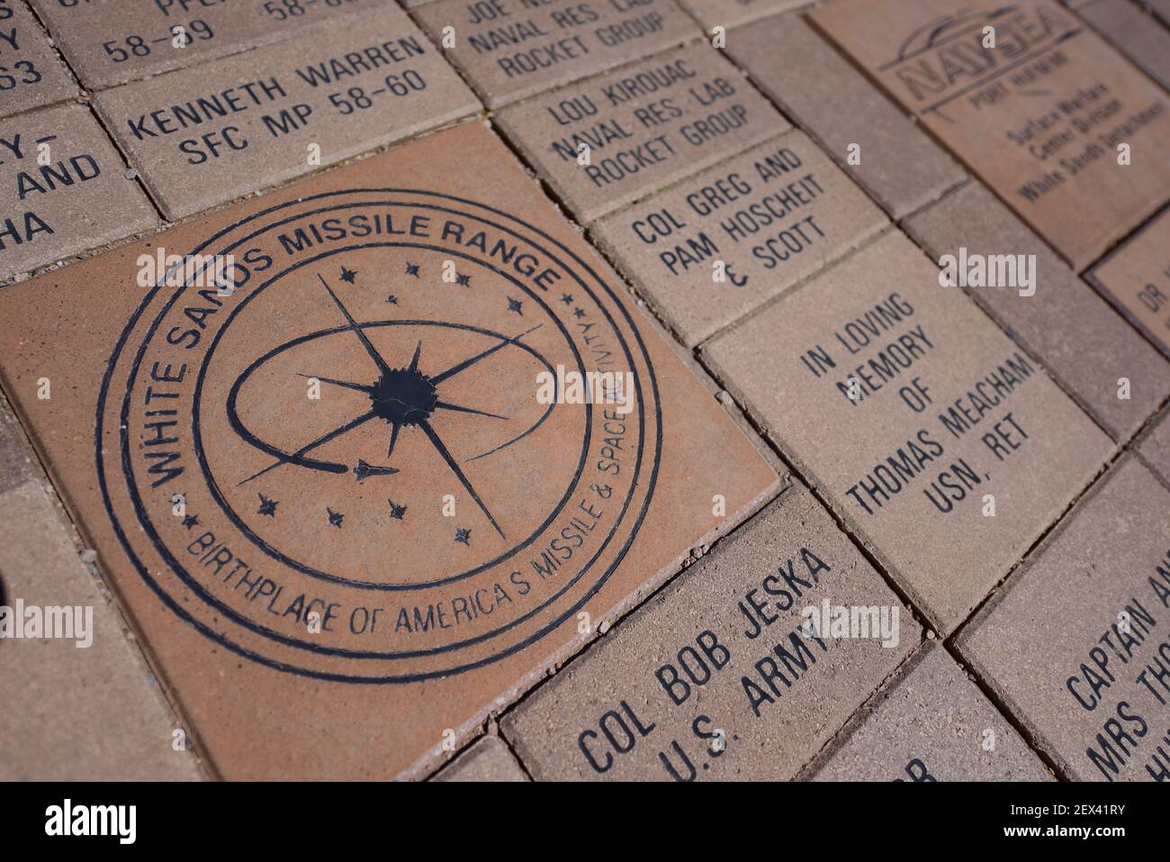 Tribute bricks pictured at the missile park outside the White Sands ...