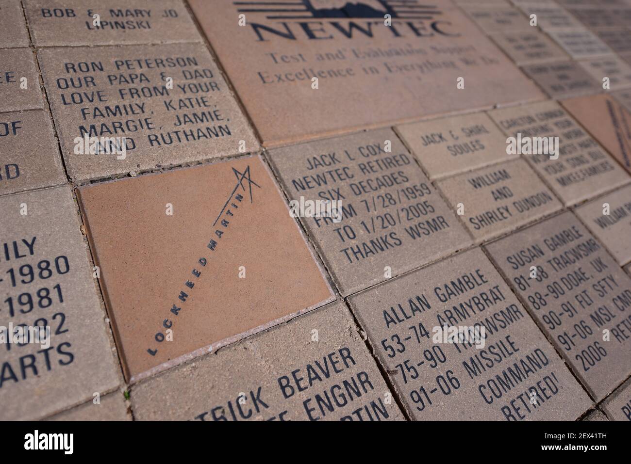 A Lockheed Martin tribute brick pictured at the missile park outside ...