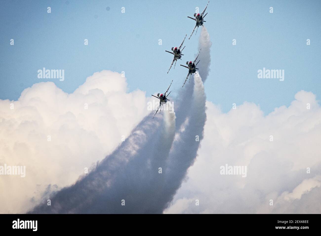 The Thunderbirds Thunder Diamond formation performs the Diamond Bottom ...