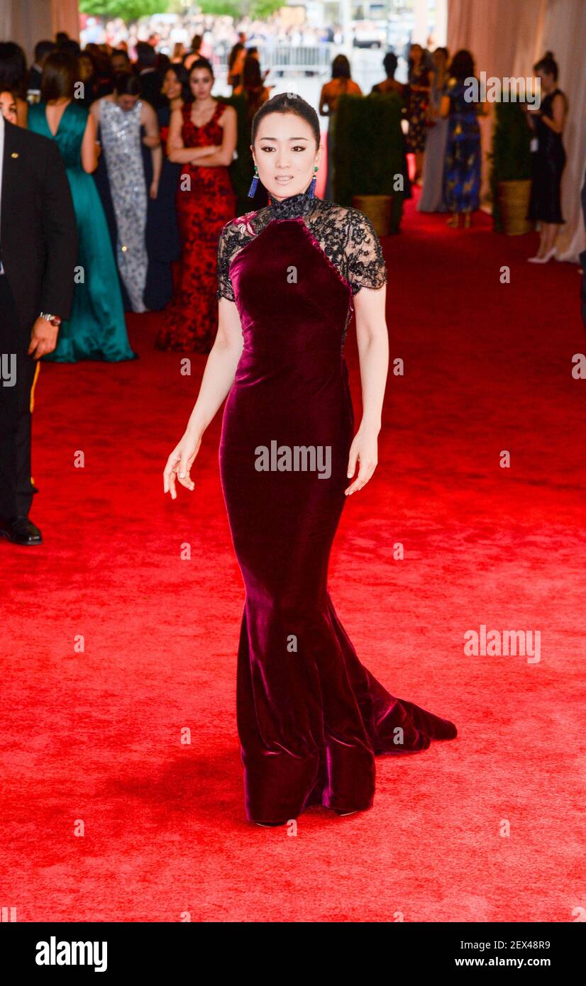 Actress and Co-Chair Gong Li arrives at the 2015 Costume Institute Gala ...