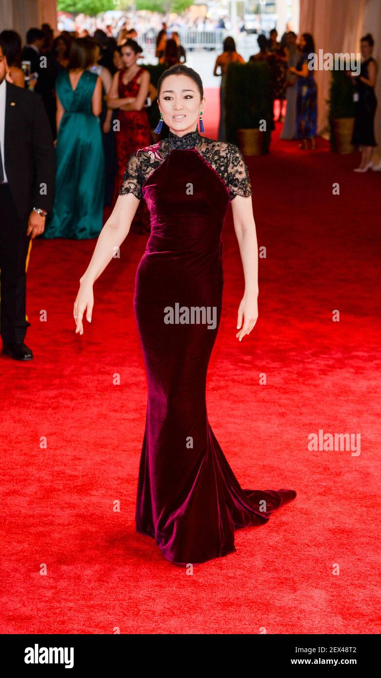 Actress and Co-Chair Gong Li arrives at the 2015 Costume Institute Gala ...