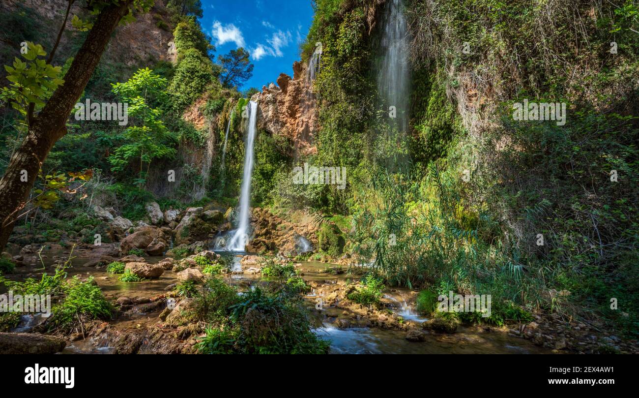 Waterfalls at the end of the valley Stock Photo - Alamy