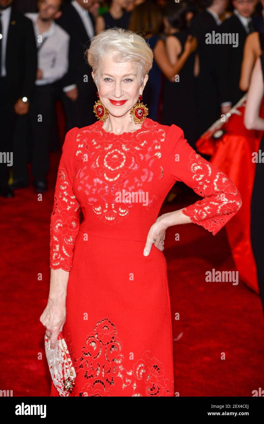 Dame Helen Mirren arrives at the 2015 Costume Institute Gala Benefit ...