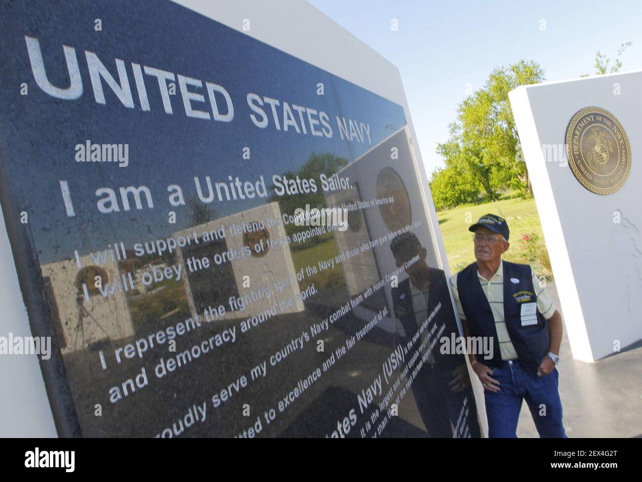James Hotopp looks over a memorial wall on April 29, 2015 at a memorial ...