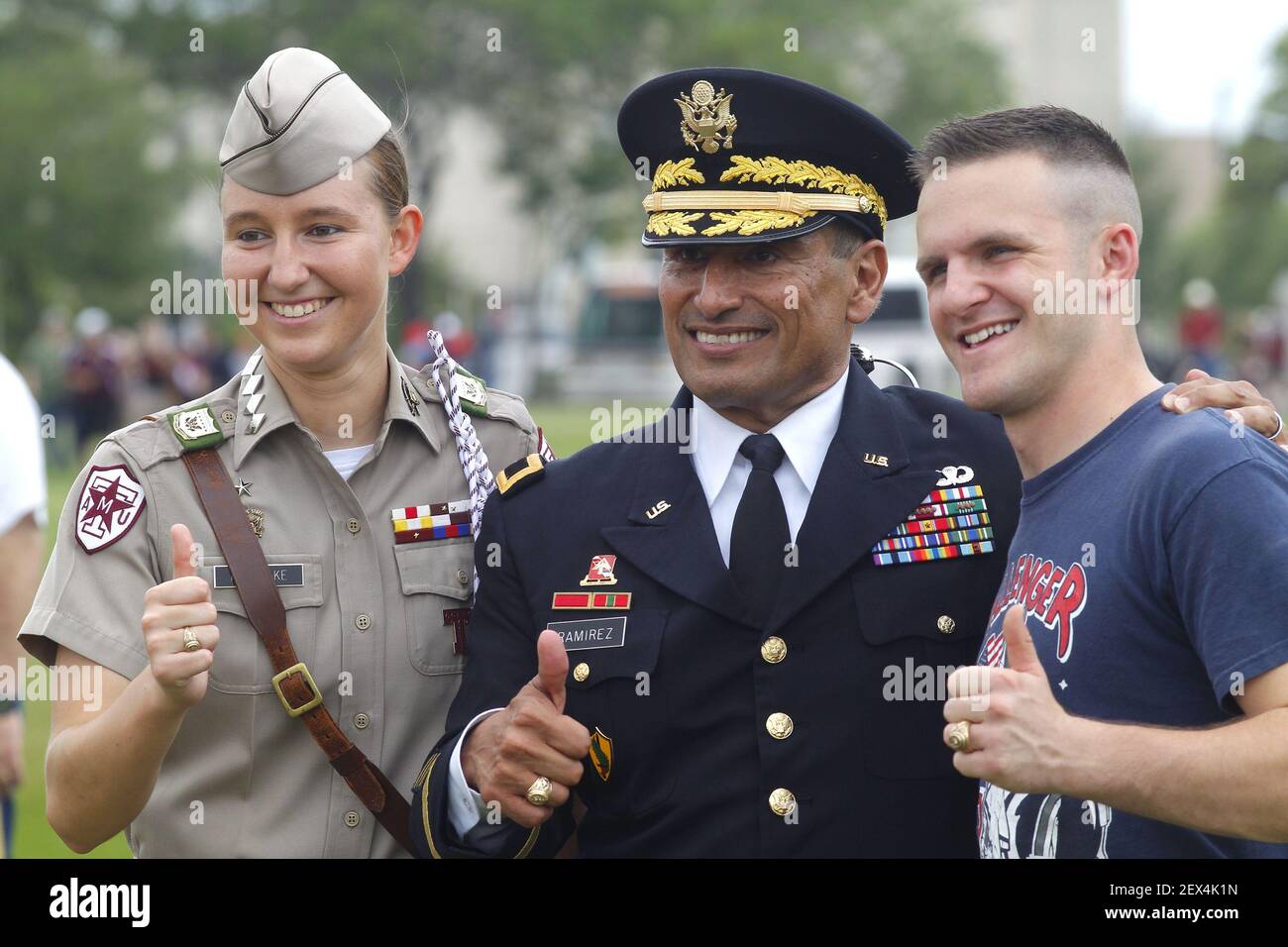 Cadet Colonel of the Corps Alyssa Michalke of Schulenburg, Texas, poses ...