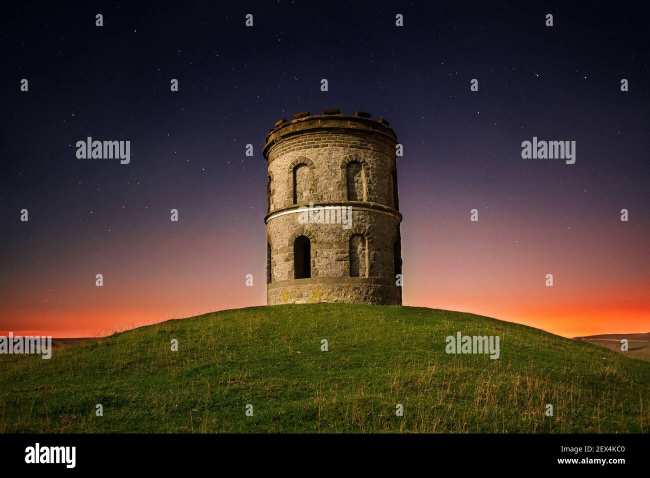 Solomons Temple, Buxton, UK. Solomons Temple lit by the moon in the ...