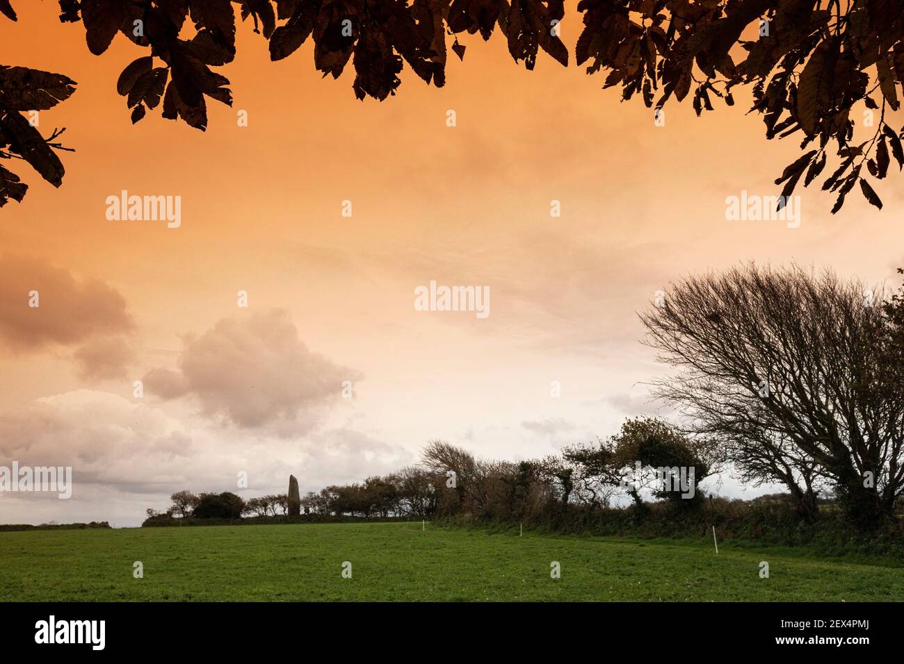 The Kerloas Menhir, near Plouarzel , Bretagne, France Stock Photo - Alamy