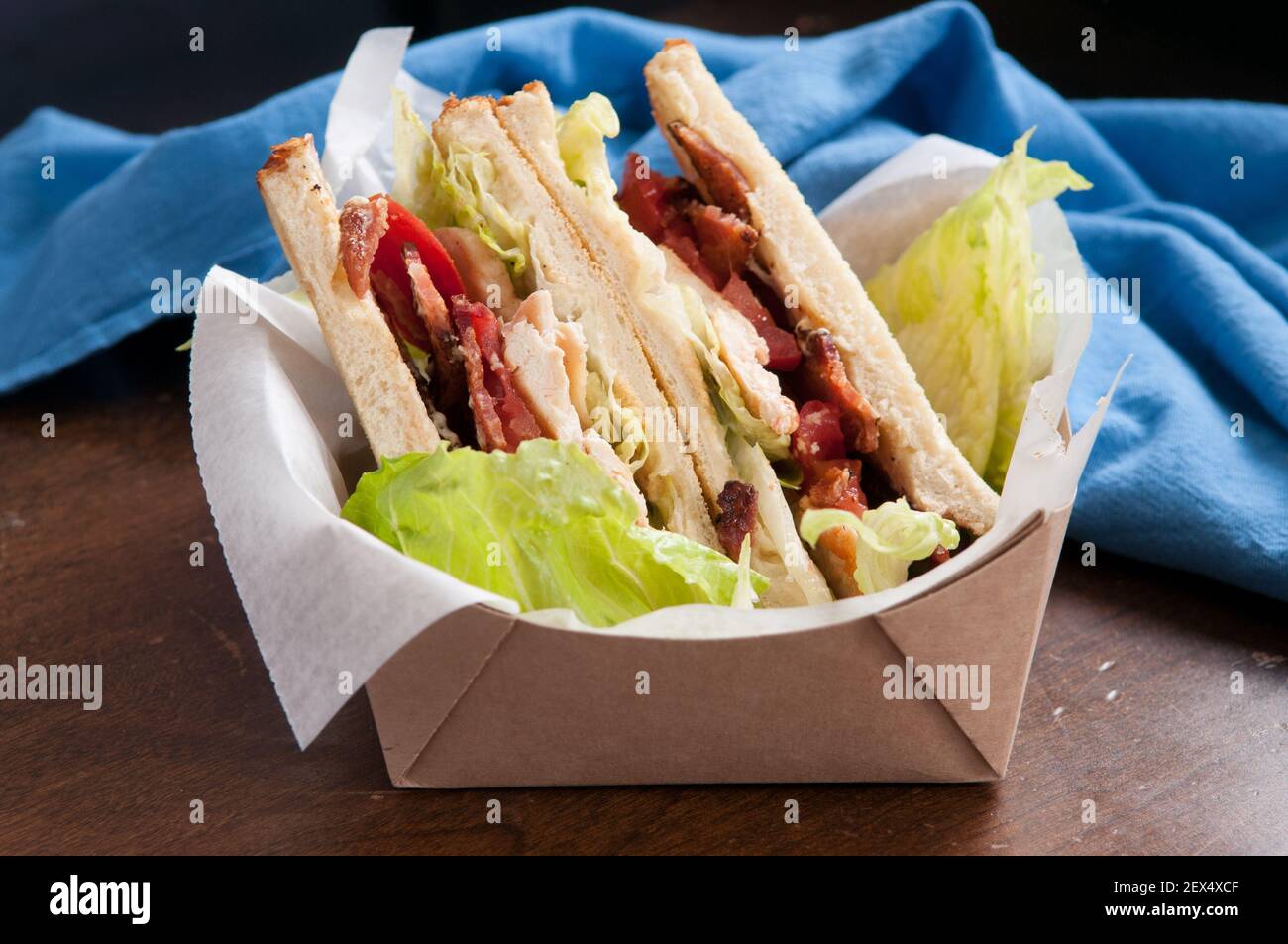food truck take out club sandwich, clubhouse style Stock Photo - Alamy