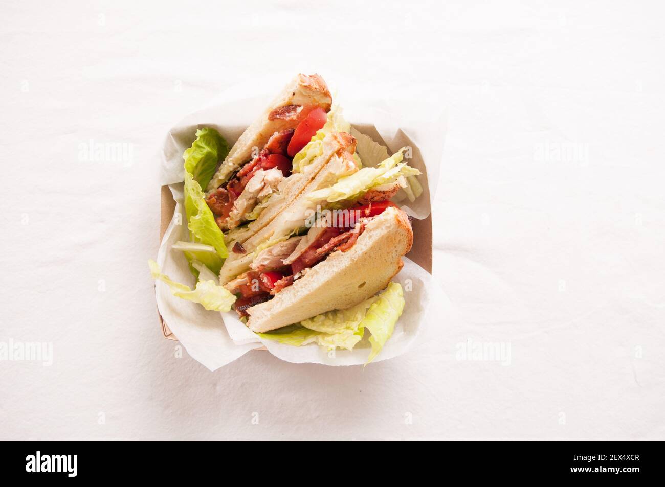 food truck take out club sandwich, clubhouse style Stock Photo - Alamy