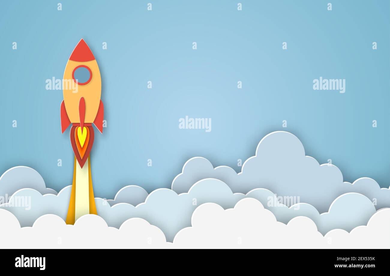 Paper craft rocket startup Stock Vector Images - Alamy