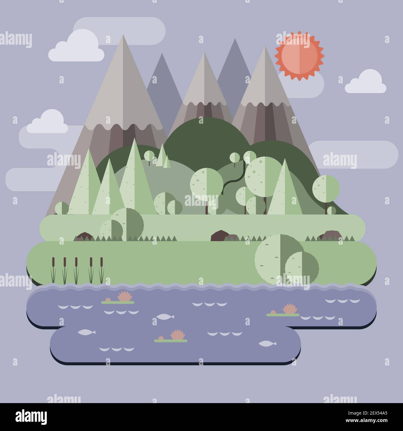 Village in mountains island Stock Vector Images - Alamy