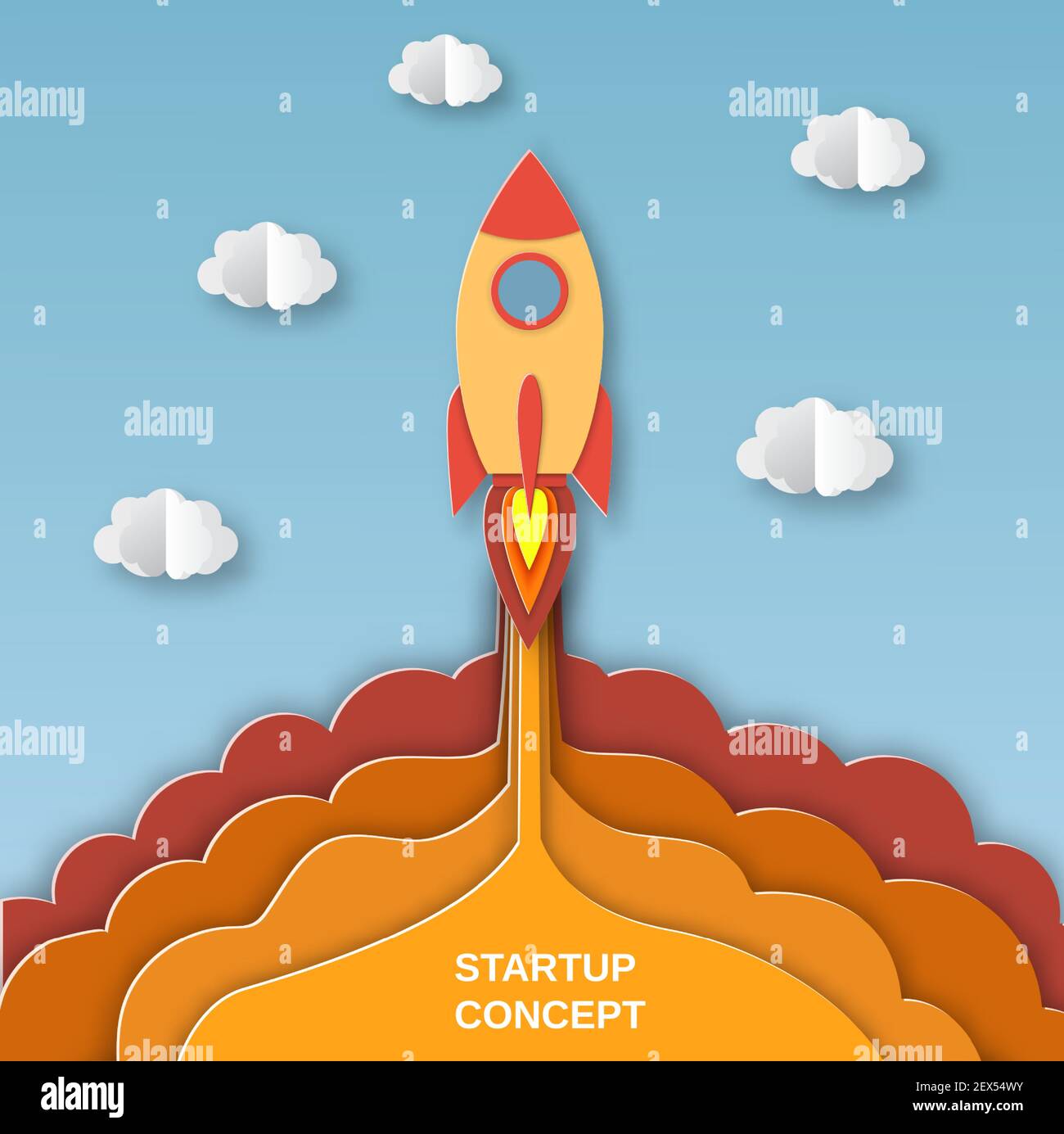 Paper craft rocket startup Stock Vector Images - Alamy