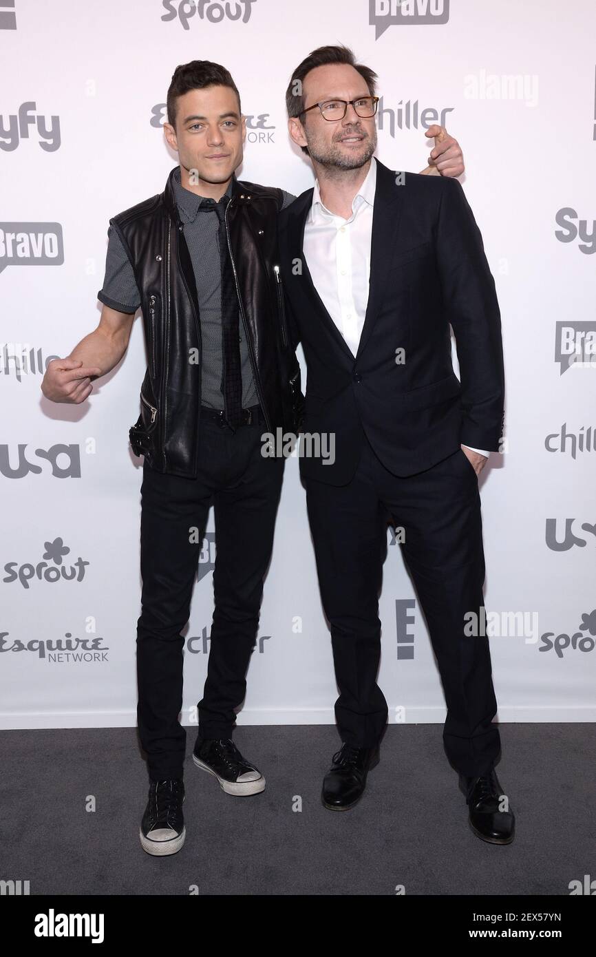 (L-R) Rami Malek and Christian Slater attend the 2015 NBCUniversal ...