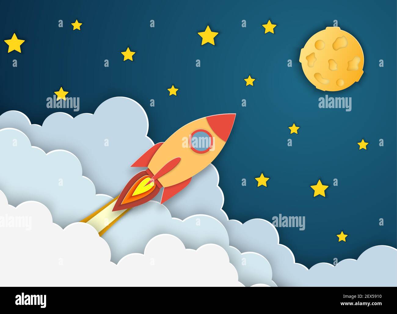 Background scene moon rocket Stock Vector Images - Alamy
