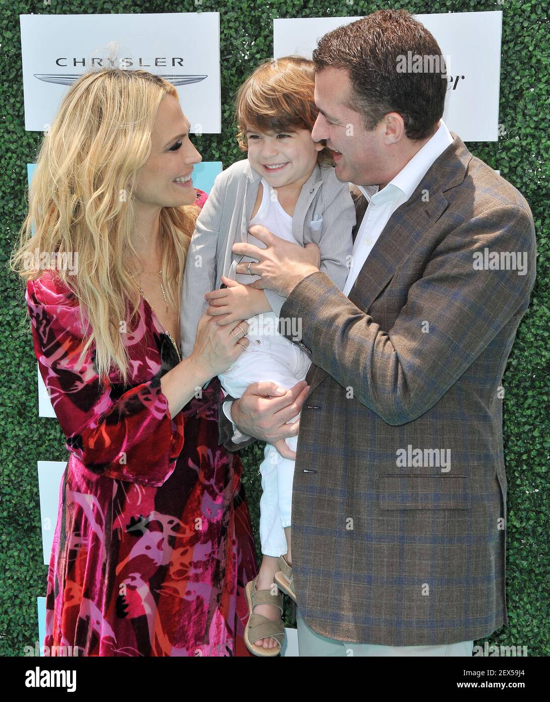 (L-R) Molly Sims, Son Brooks Stuber and Husband Scott Stuber arrives at ...