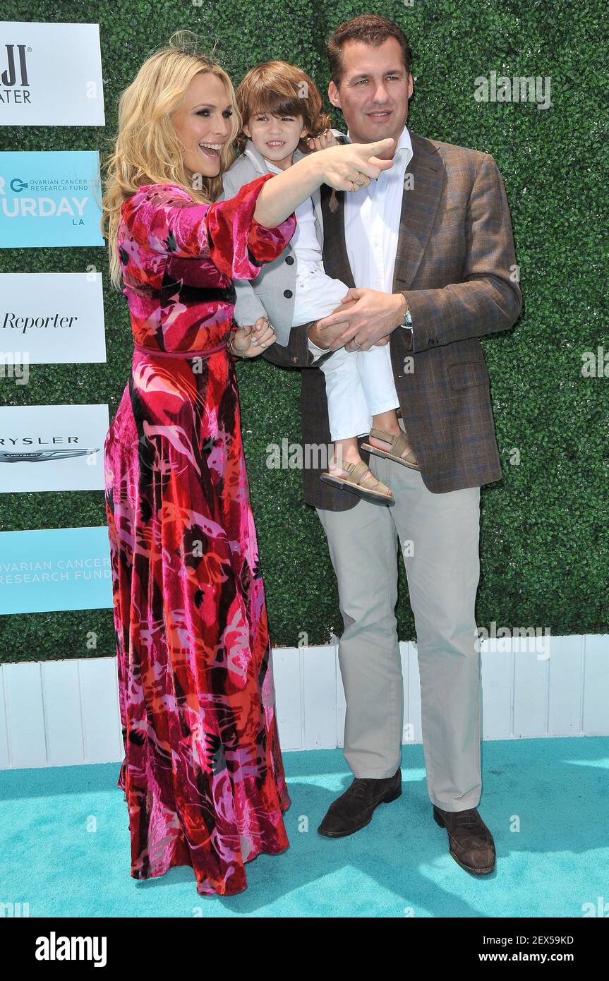 (L-R) Molly Sims, Son Brooks Stuber and Husband Scott Stuber arrives at ...