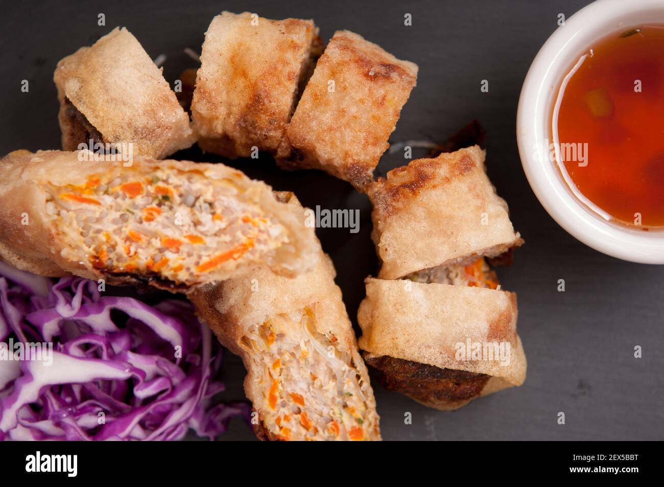 spring roll vietnamese style, with spicy chilli pepper sauce Stock ...