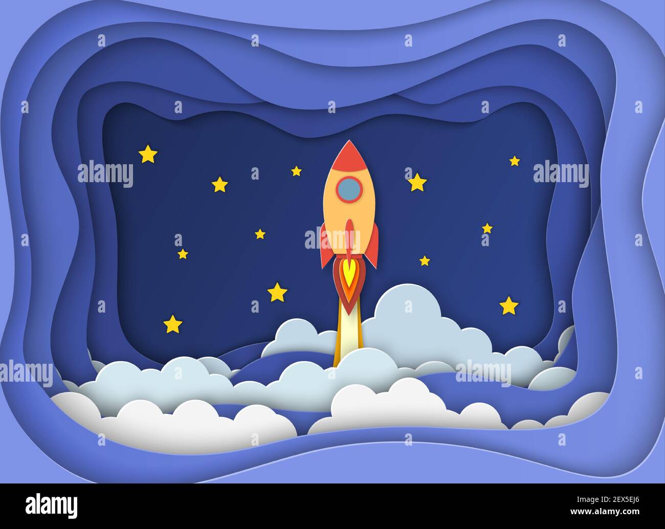 Paper craft rocket startup Stock Vector Images - Alamy