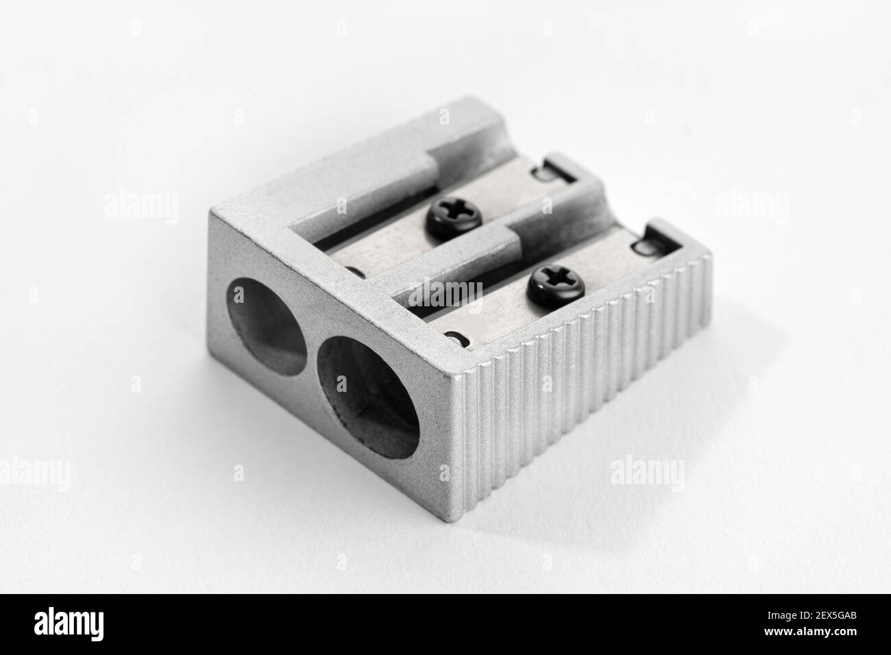 Metallic pencil sharpener with Double Hole isolated on white background ...