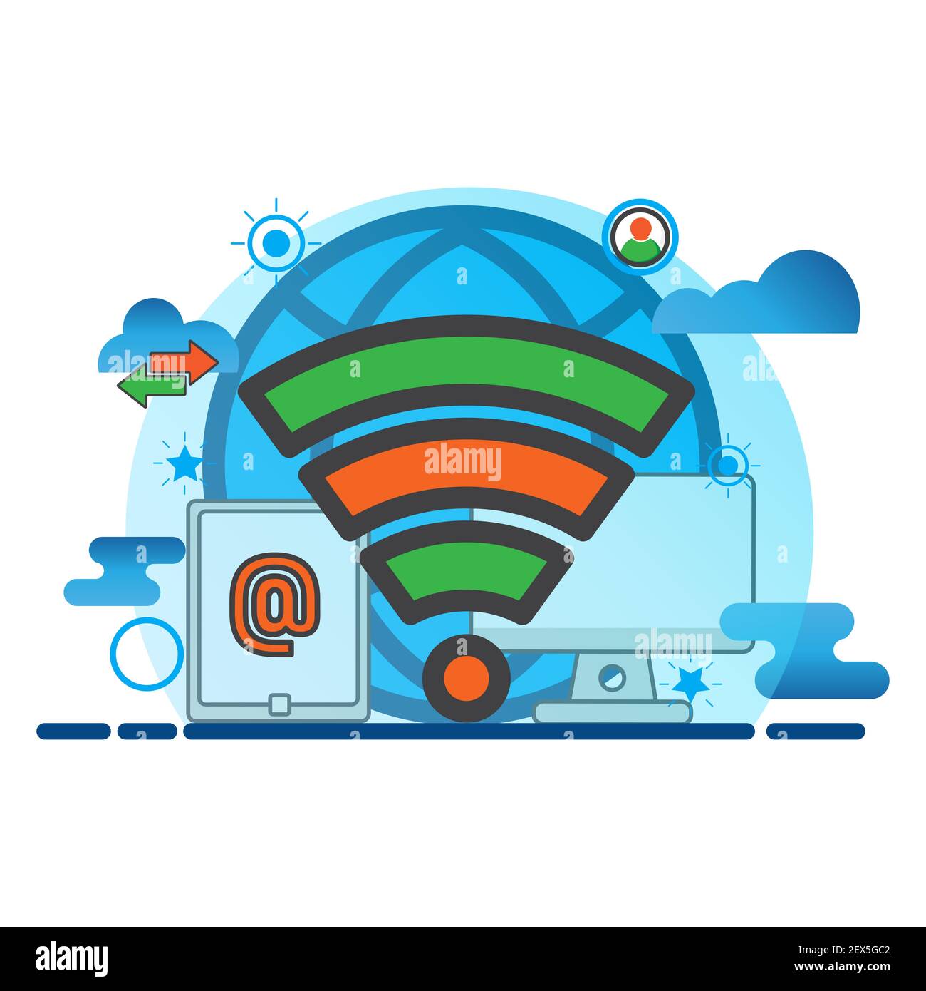 wireless conection illustration. Flat vector icon. can use for, icon ...