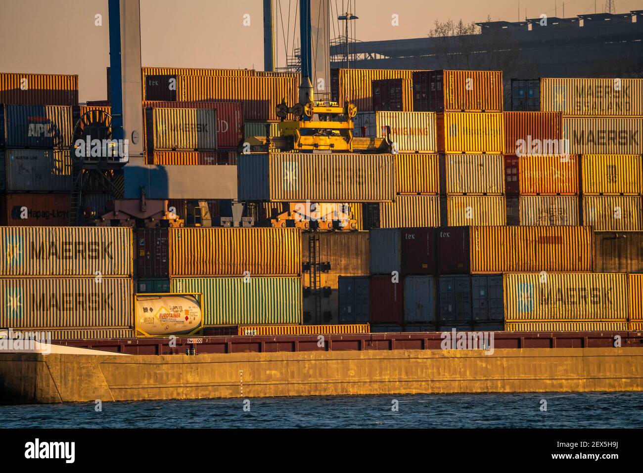 Container Terminal, Gateway West Terminal, Logport 2, cargo ship, in ...